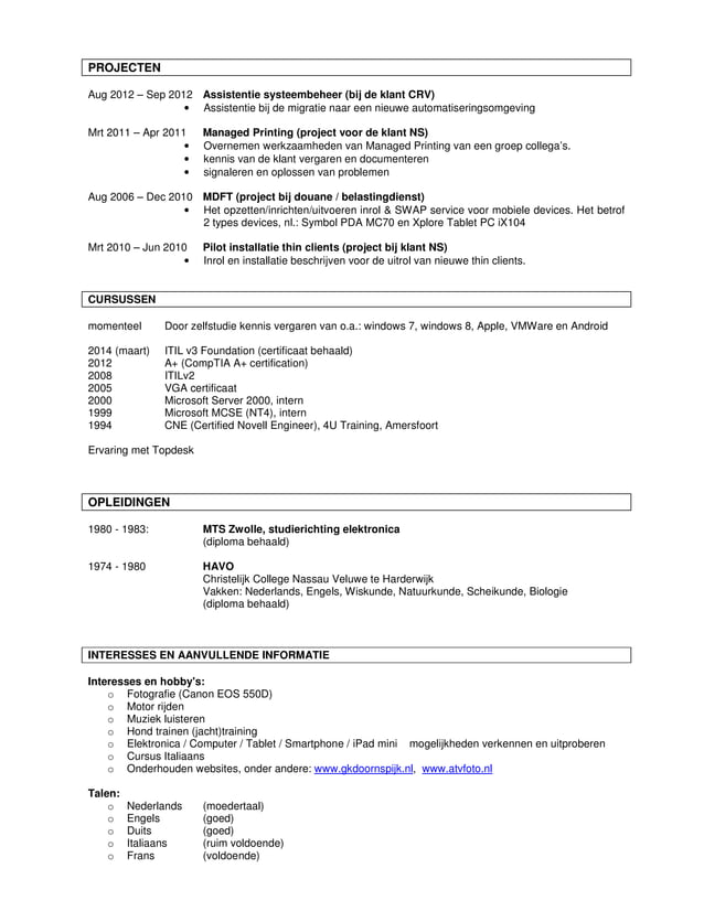 Curriculum Vitae Henk van den Bosch | PDF