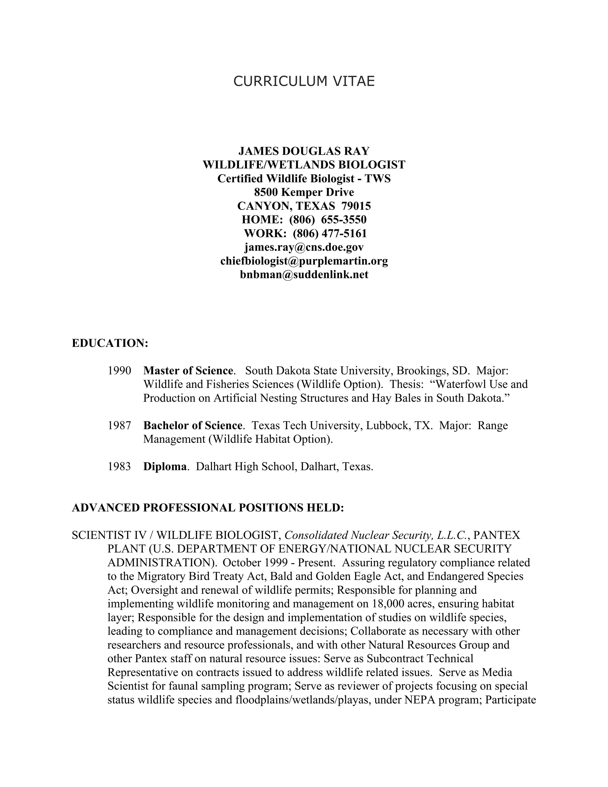 Curriculum vitae.ray