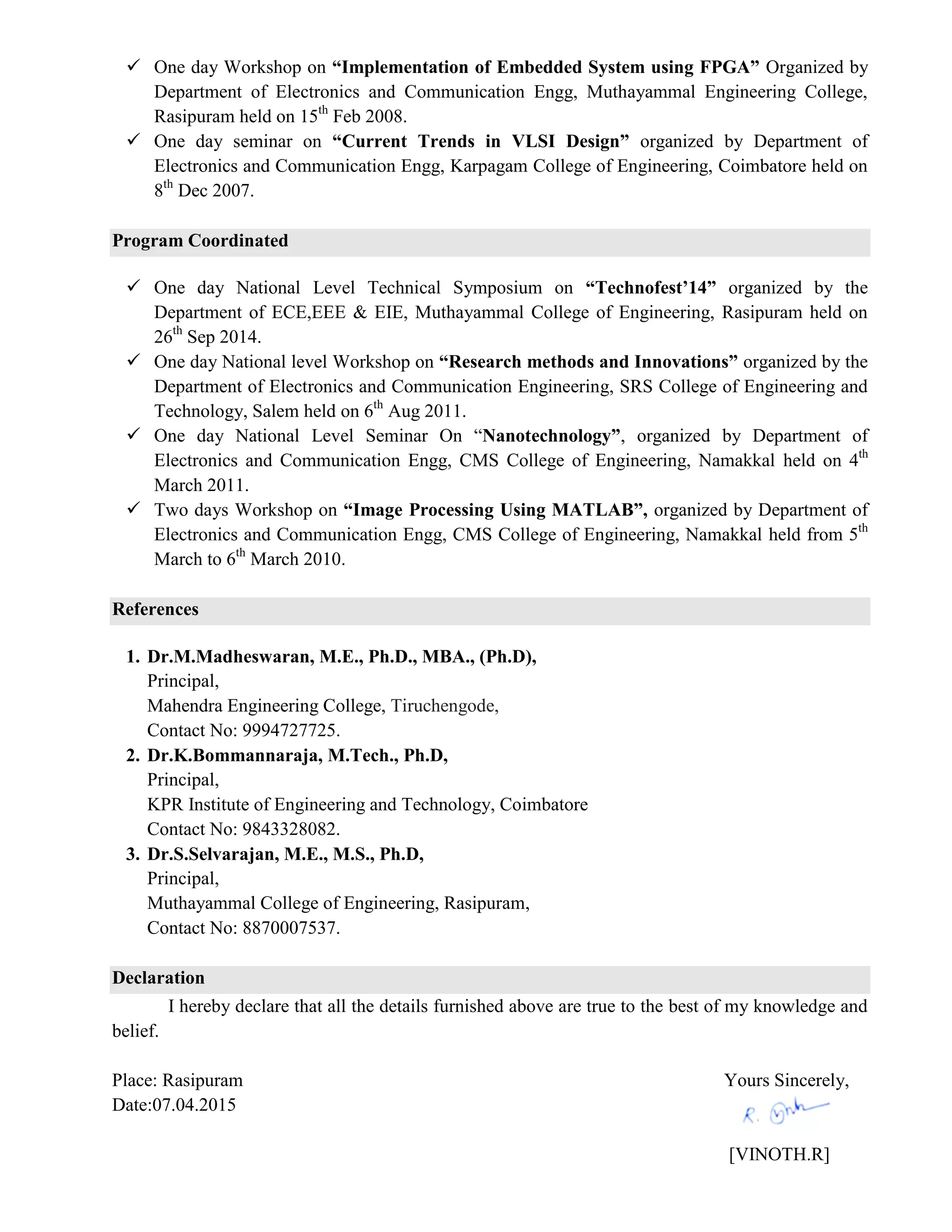 Vinoth Rathinam Curriculum vitae | PDF