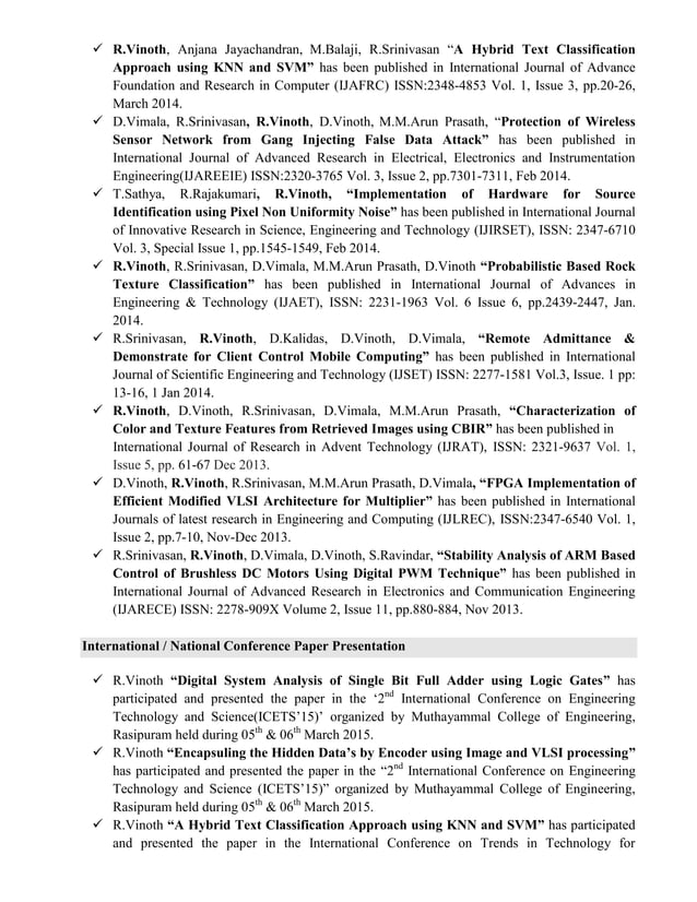 Vinoth Rathinam Curriculum vitae | PDF