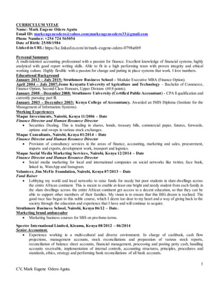Curriculum Vitae Updated - Mark Eugene Odero | DOCX