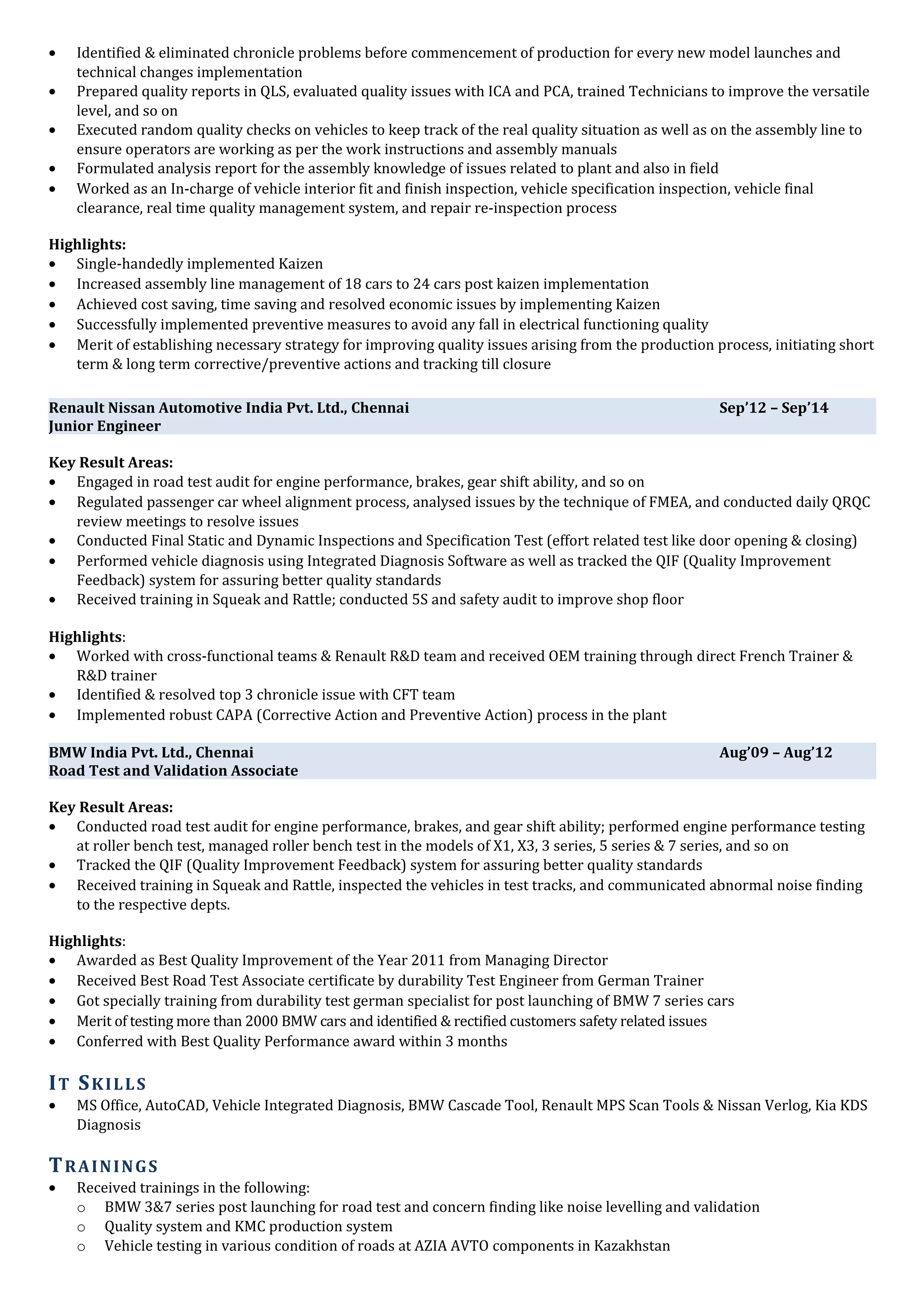 Curriculum vitae.karthik | DOC | Automotive Industry | Industries