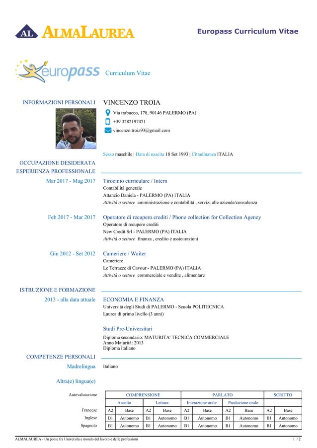 Curriculum vitae - Vincenzo Troia | PDF