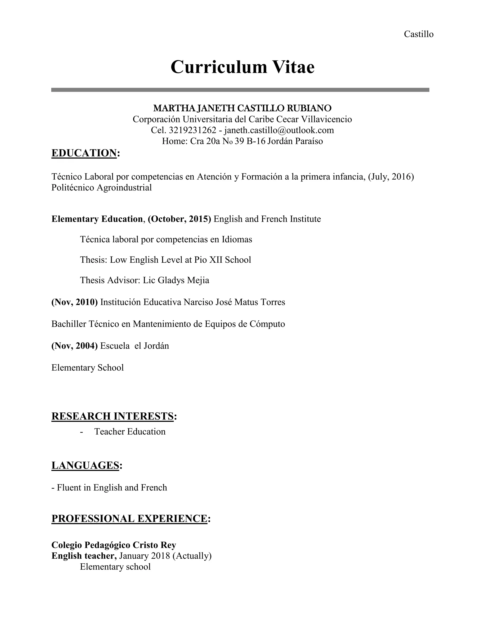 Curriculum vitae | PDF