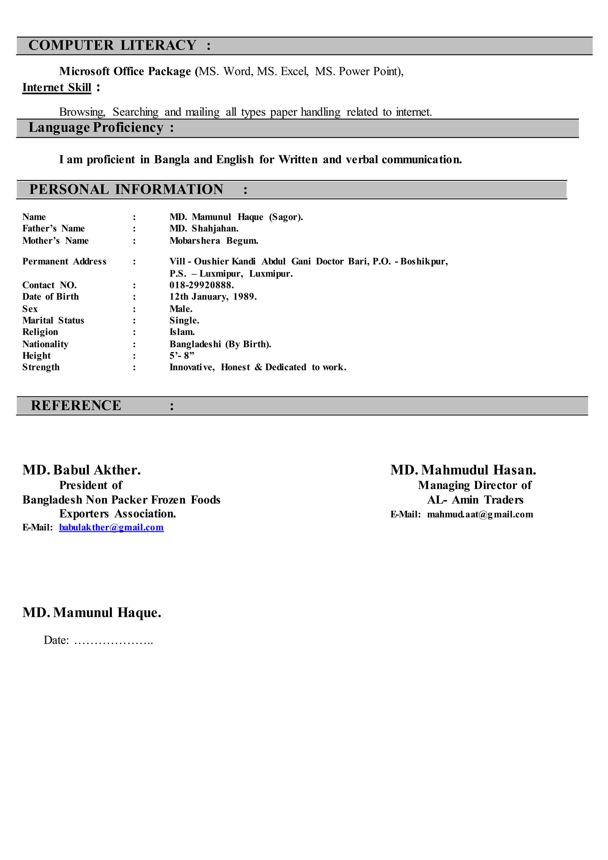 Curriculum vitae. | DOC | Business Accounting & Finance | Business