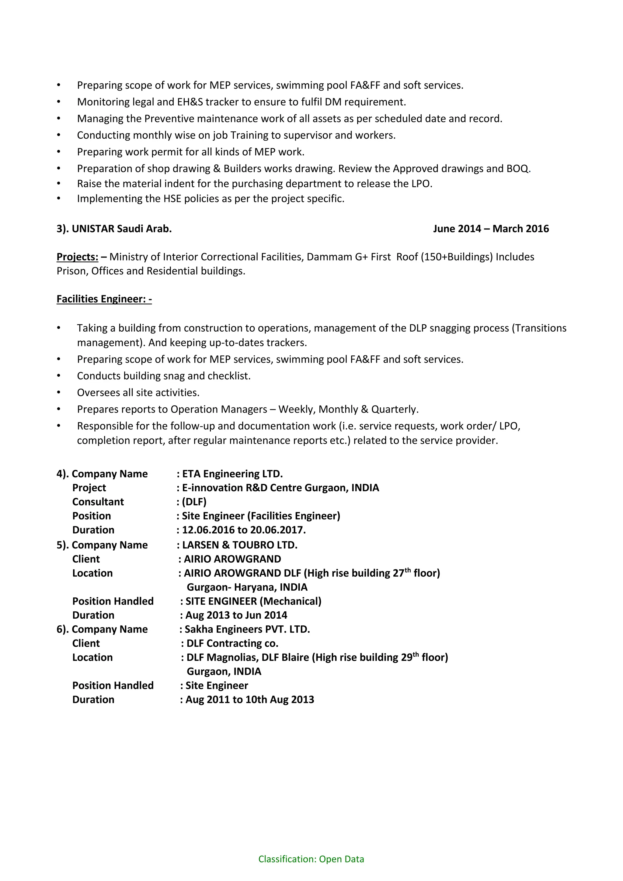 FM Engineer CV working with Wasl group... | PDF | Civil Engineering ...