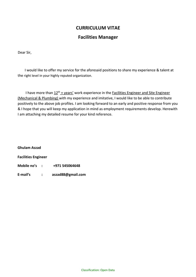 FM Engineer CV working with Wasl group... | PDF | Civil Engineering ...