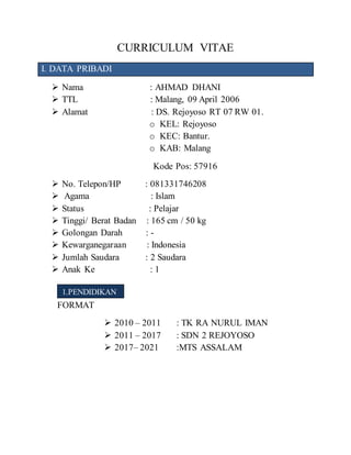Curriculum vitae ahmad dhani-x mm1 | DOCX