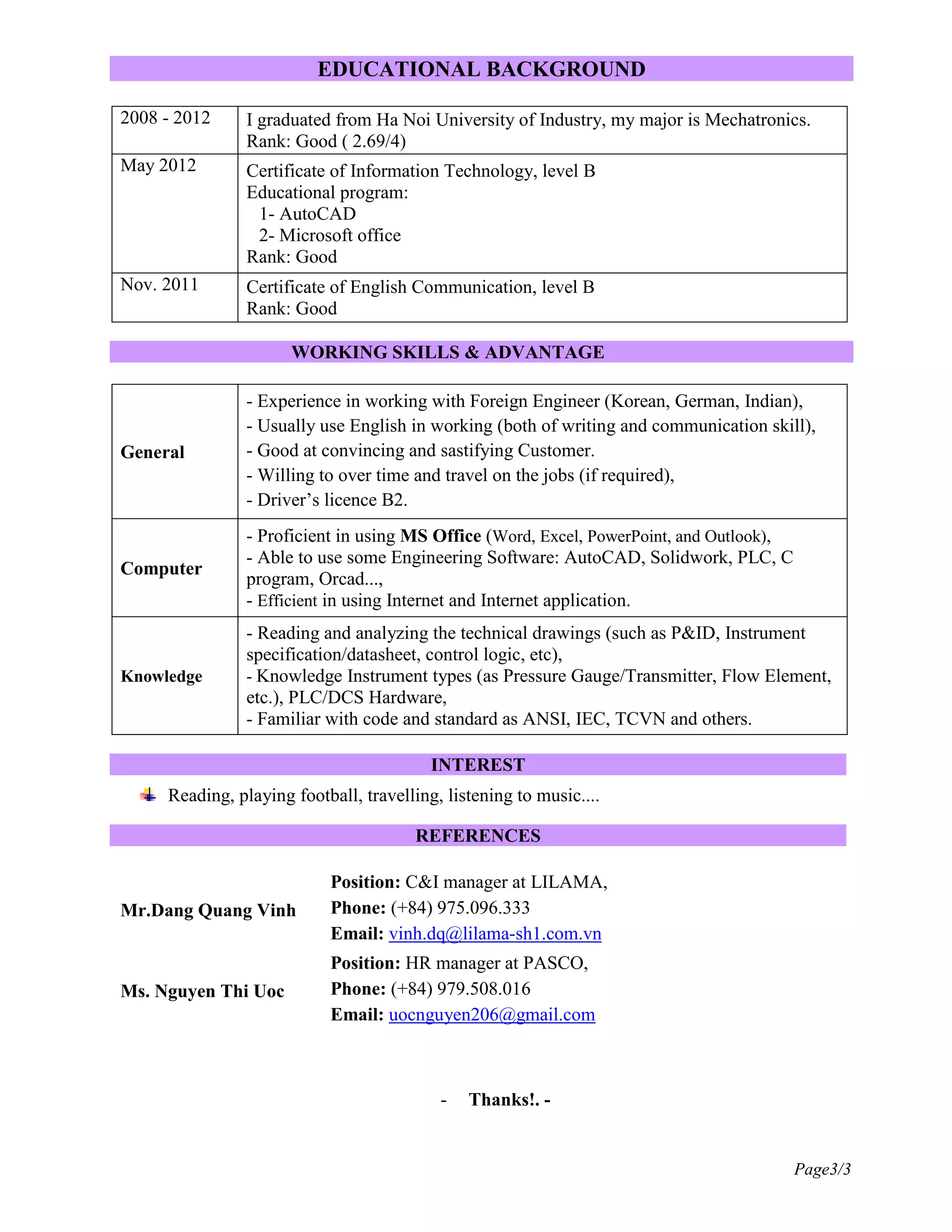 Curriculum vitae doan huu hiep | PDF
