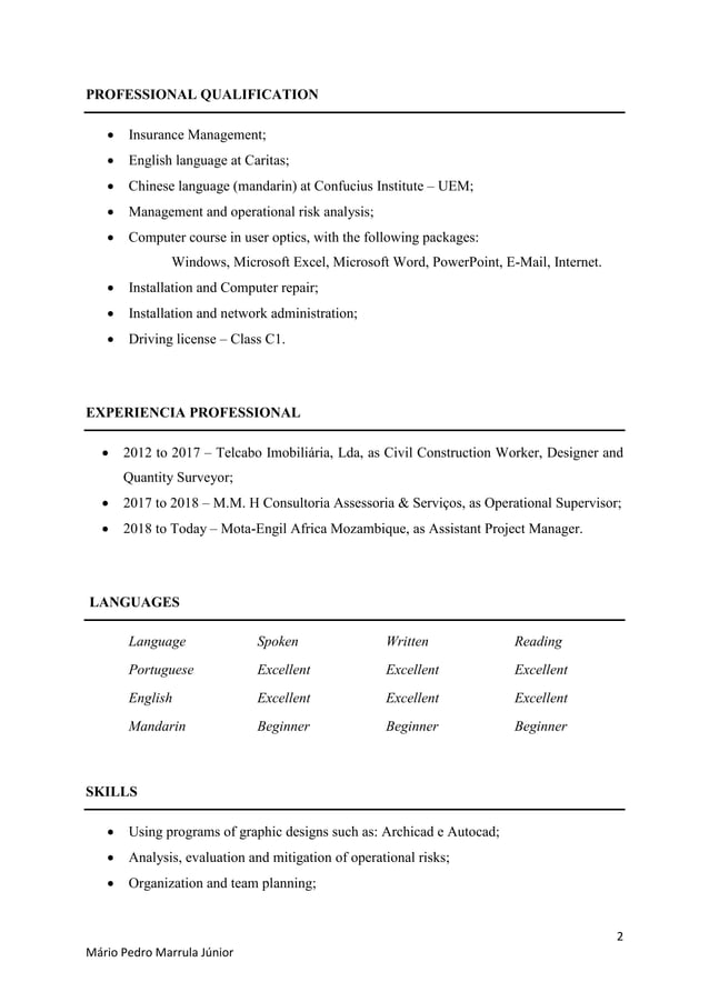 Curriculum vitae - EN | PDF