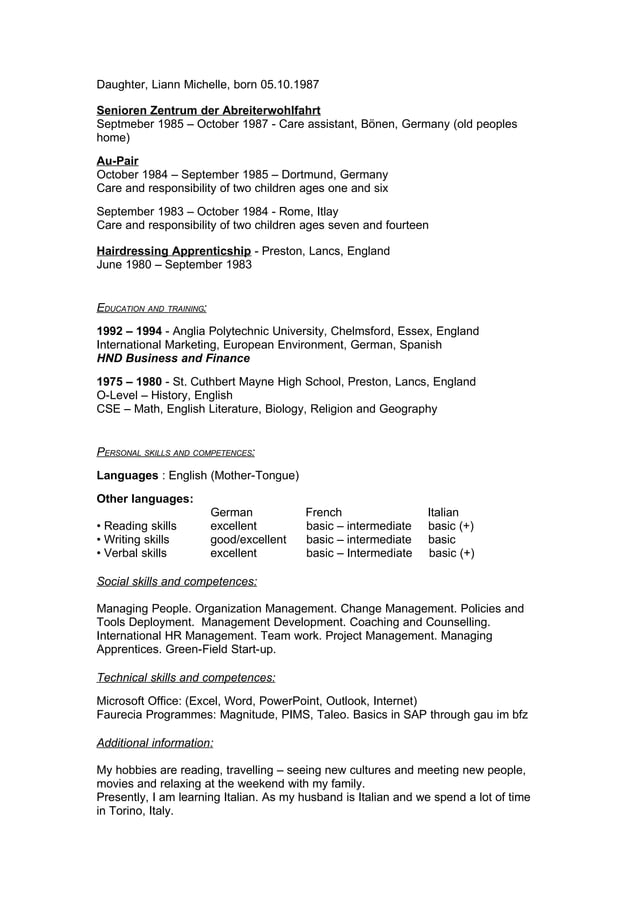 Curriculum Vitae English Version 2009 | DOC