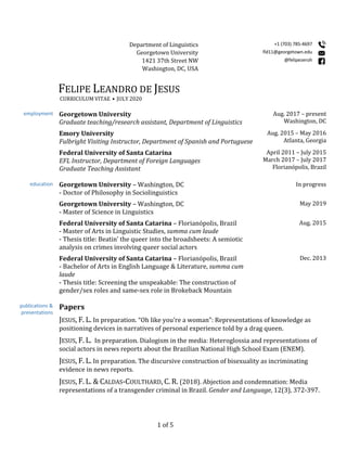 Curriculum Vitae - Felipe Leandro de Jesus | PDF