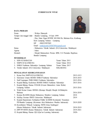 Curriculum vitae wahyu diansyah | DOCX
