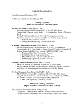 Curriculum Vitae 2012 for Peter Bodnarchuk | PDF | Music | Entertainment