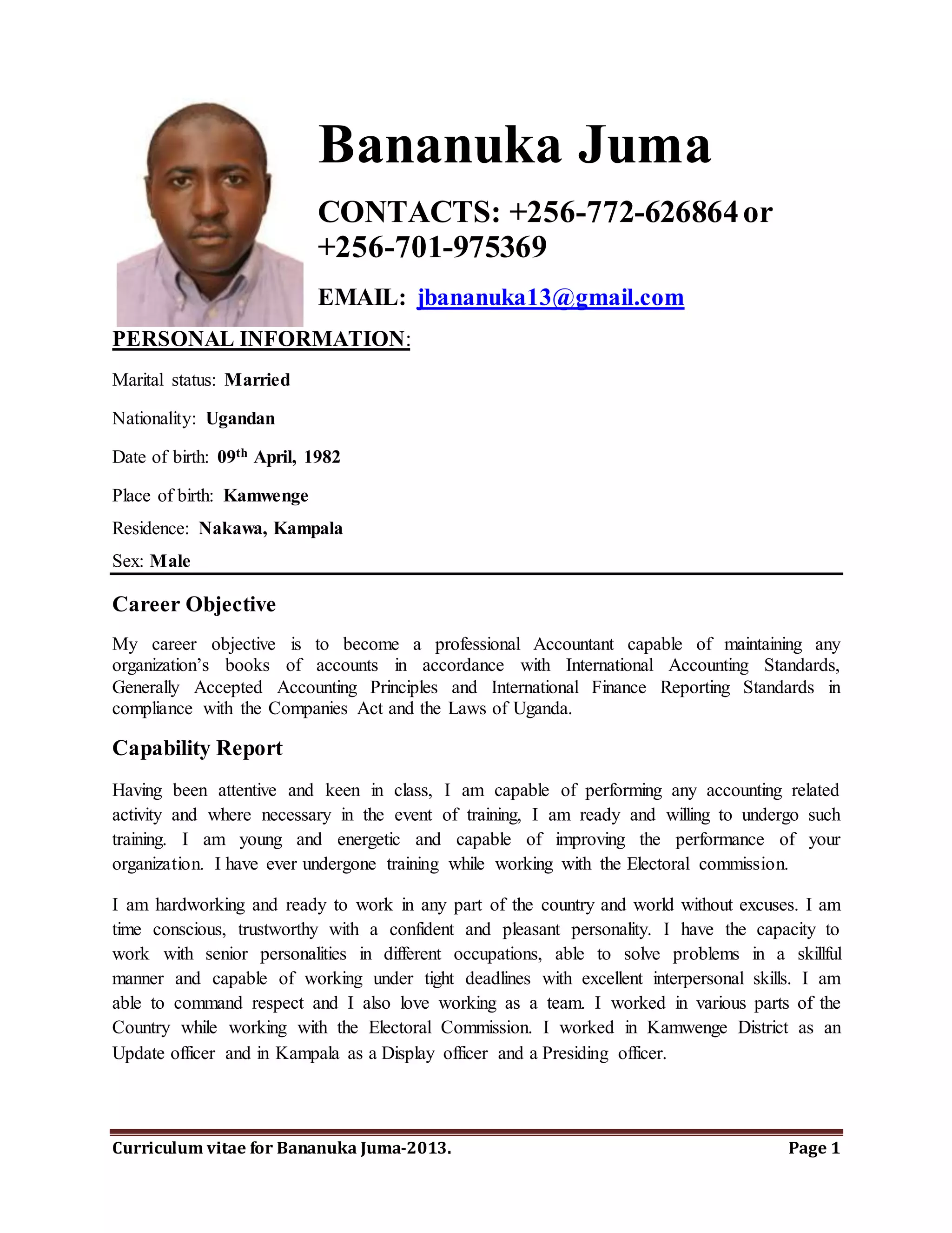 BANANUKA JUMA - Curriculum vitae | DOCX