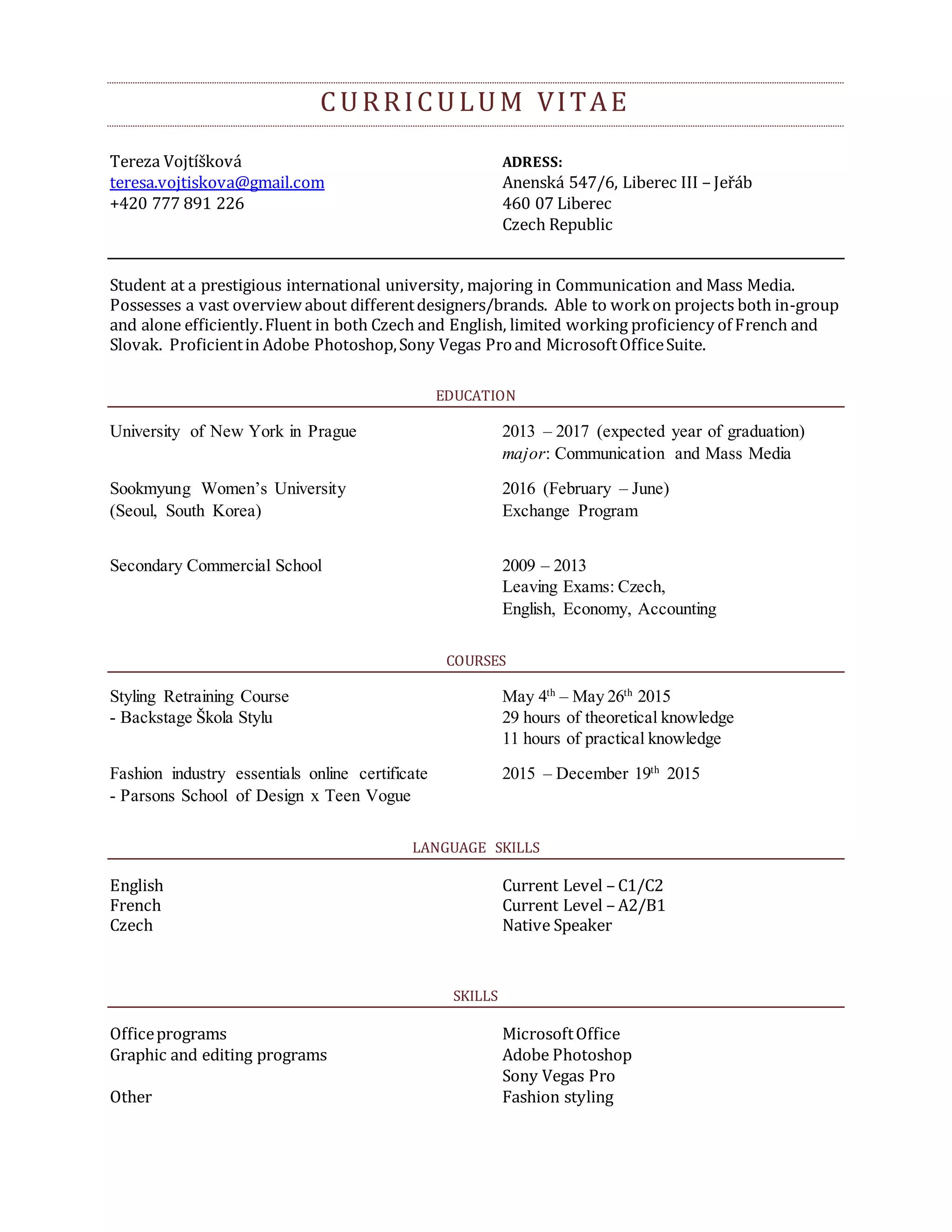 Curriculum vitae (ENGLISH) | DOCX