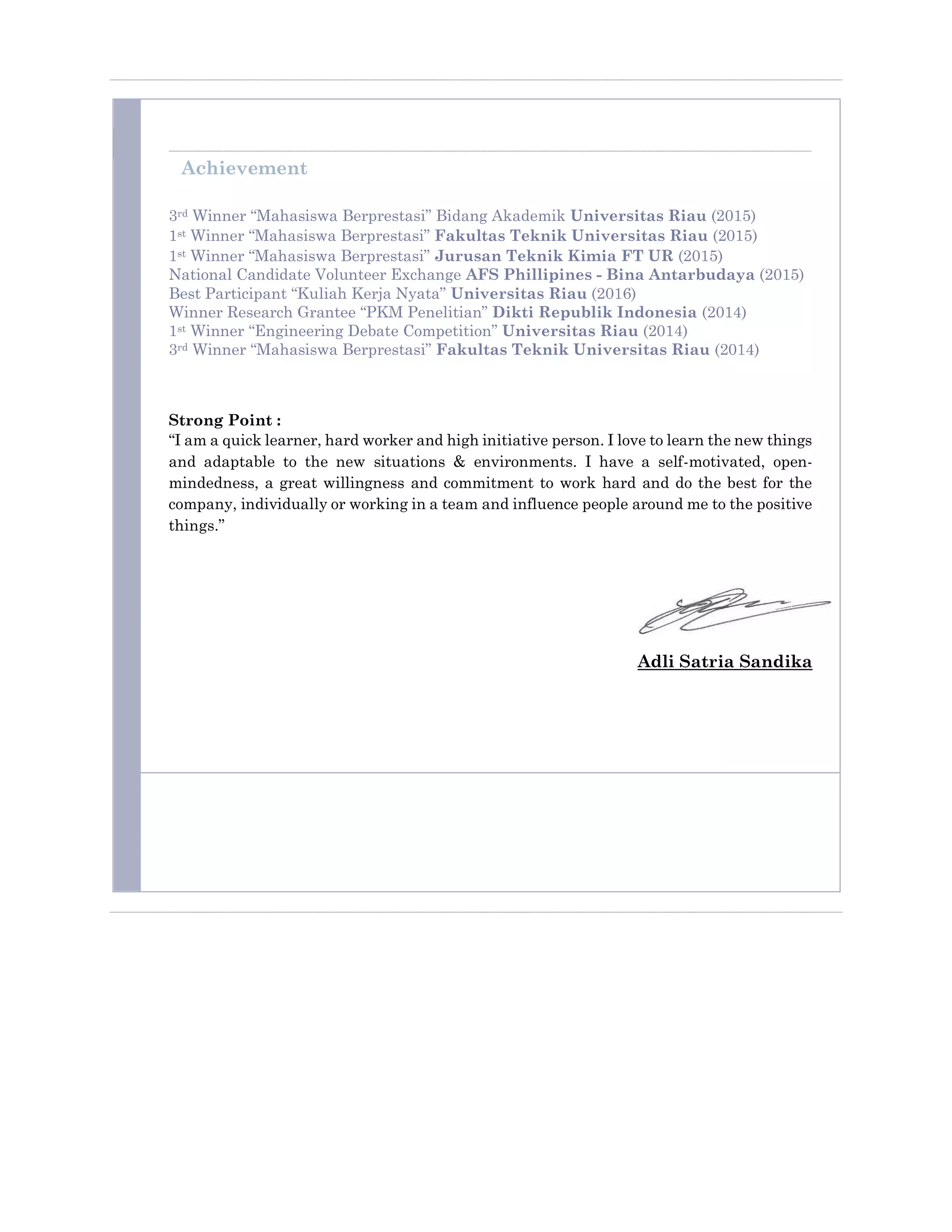 Curriculum Vitae Adli Satria Sandika 2019.pdf | Professional School | Postgraduate Education