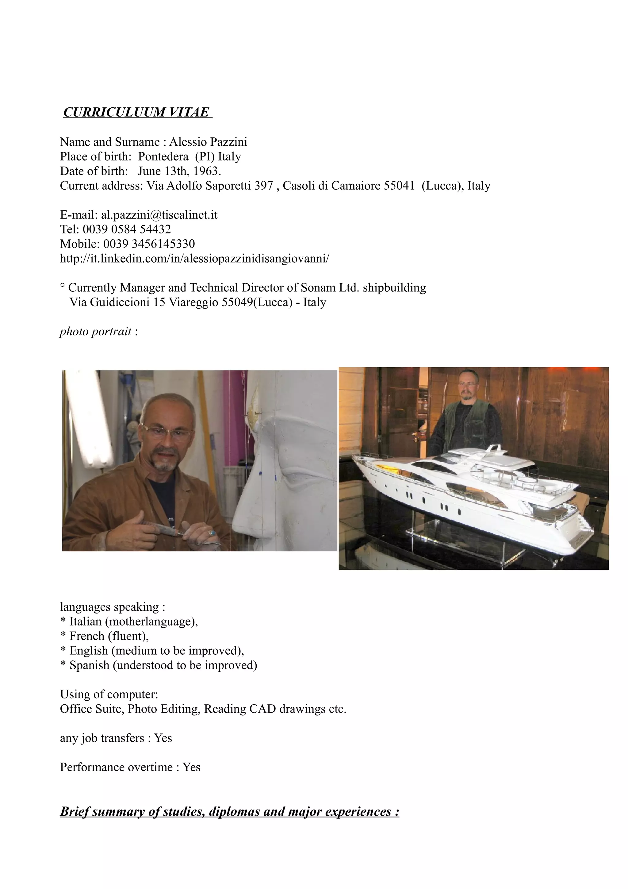 Curriculum vitae alessio pazzini 2014 english 7definitivo | PDF