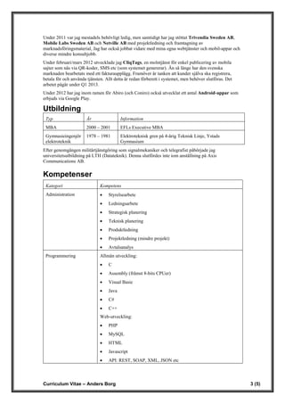 Curriculum Vitae - Anders Borg | PDF | Business | Business and Finance