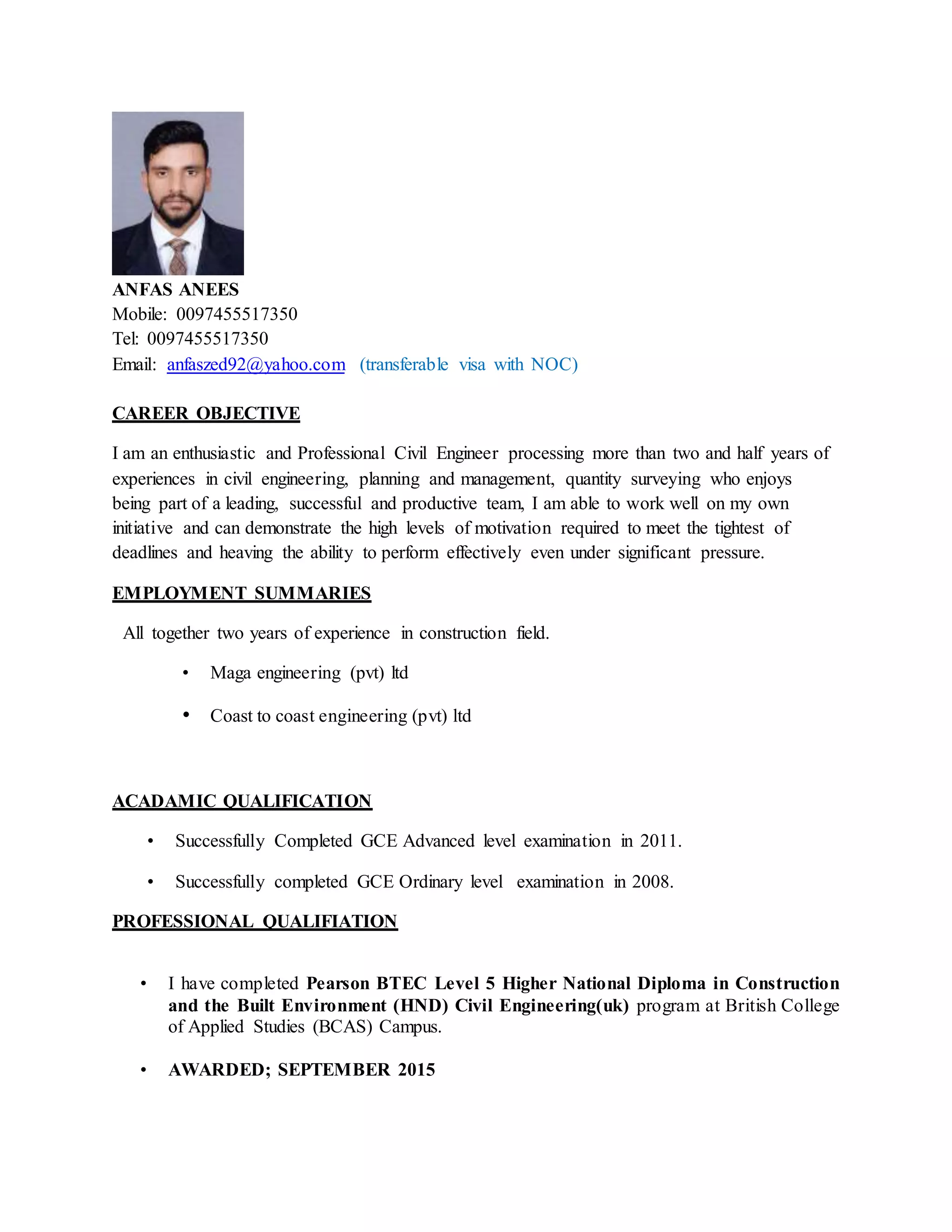 Curriculum vitae anfas prof | DOCX