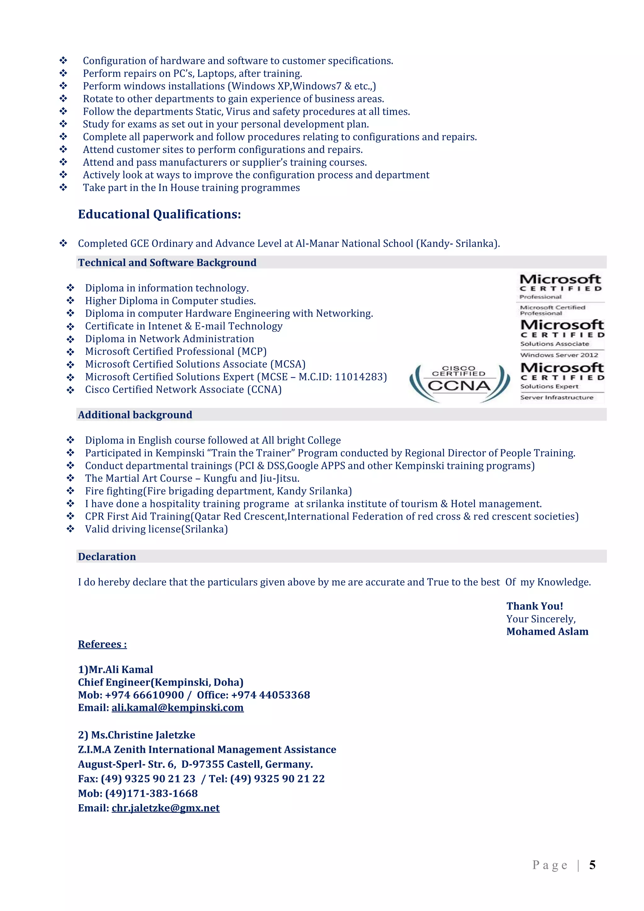 Curriculum Vitae - Aslam | PDF