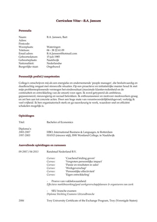 CV Bart Janssen, 2014. | DOC