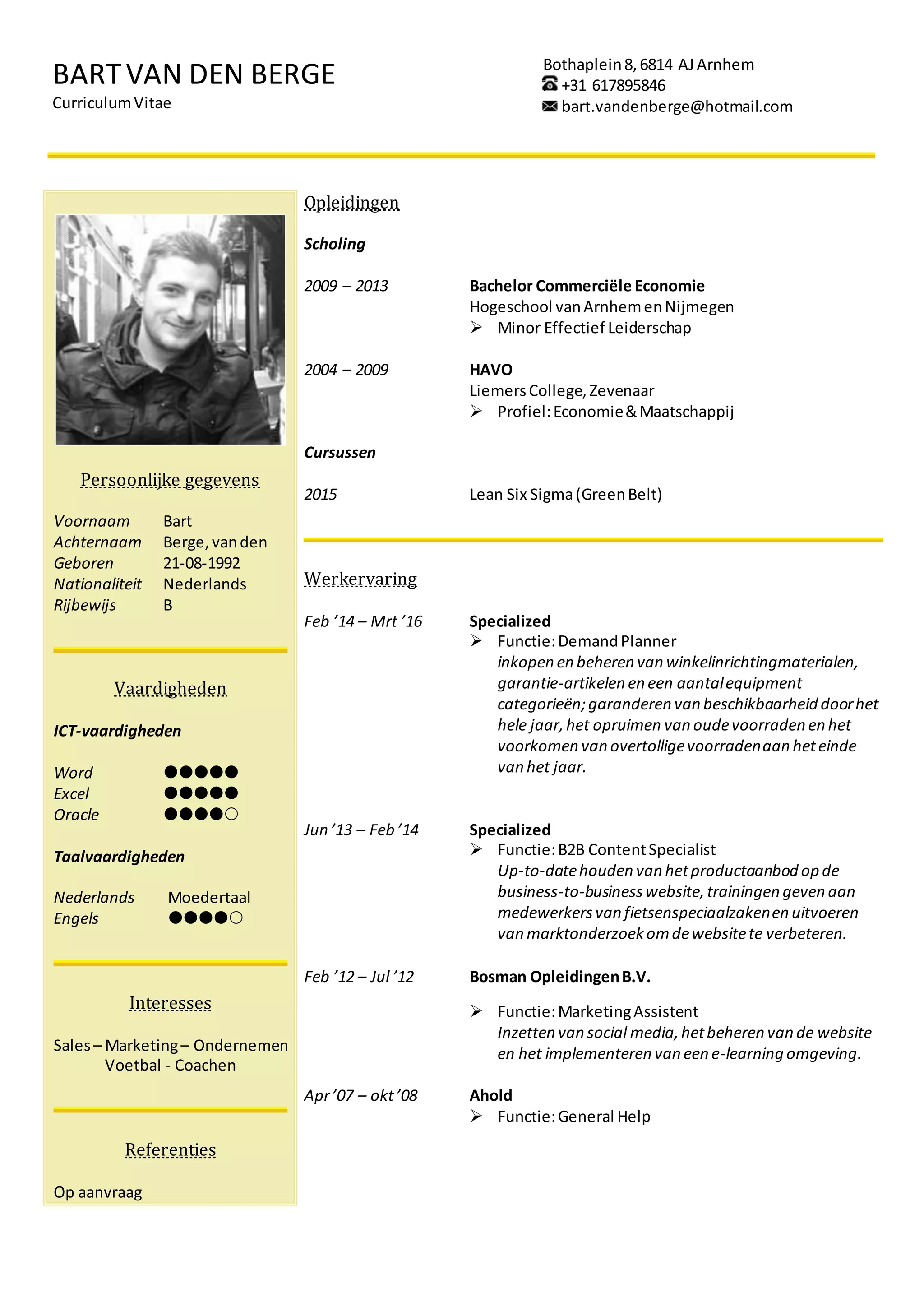 Curriculum Vitae Bart van den Berge | PDF