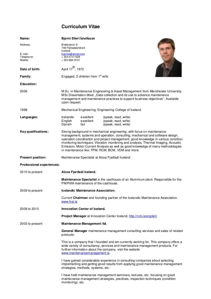 Curriculum Vitae Information Technology Curriculum Vitae Information Technology