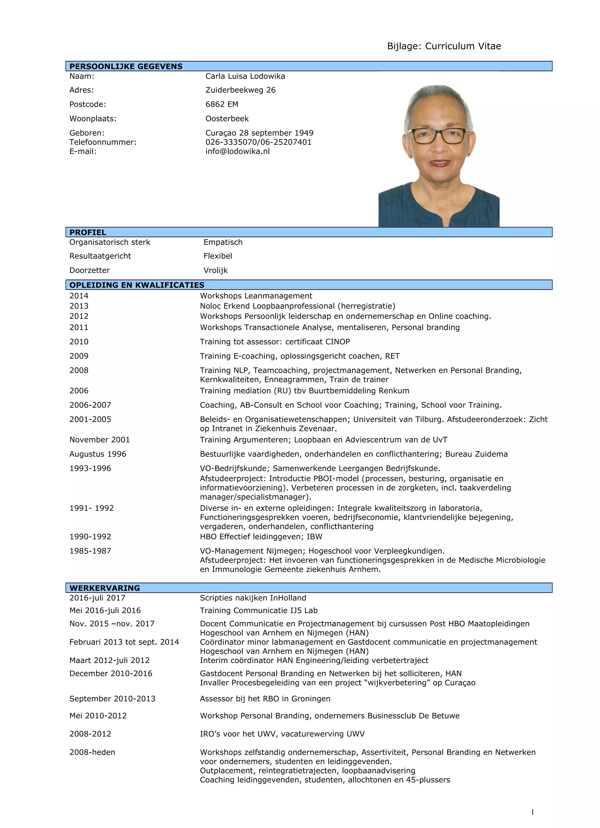 Curriculum vitae carla lodowika jan2019 | DOC