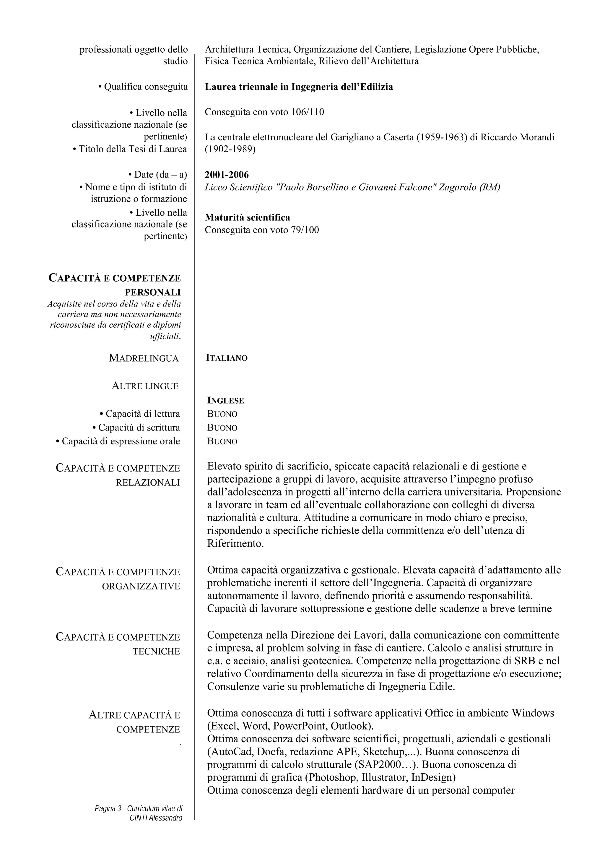 Curriculum vitae cinti a. | PDF