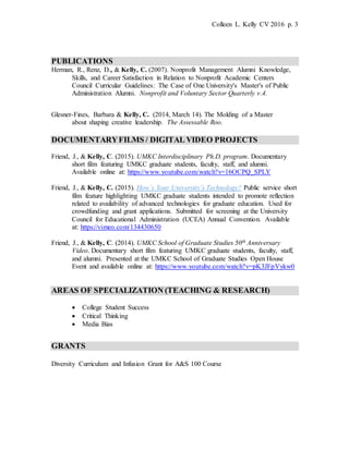 Curriculum Vitae Colleen Kelly 2016 | DOCX