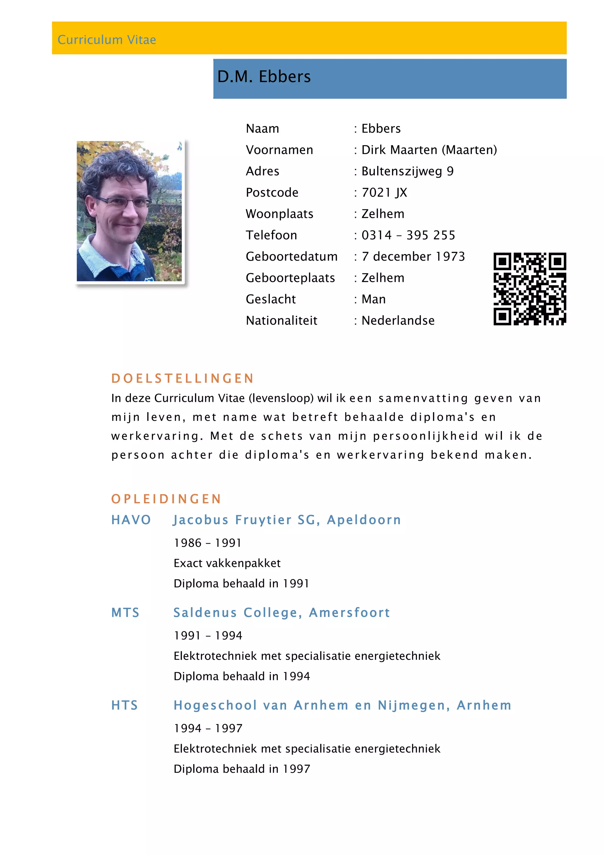 Curriculum Vitae D.M..Ebbers 2013M12 | PDF