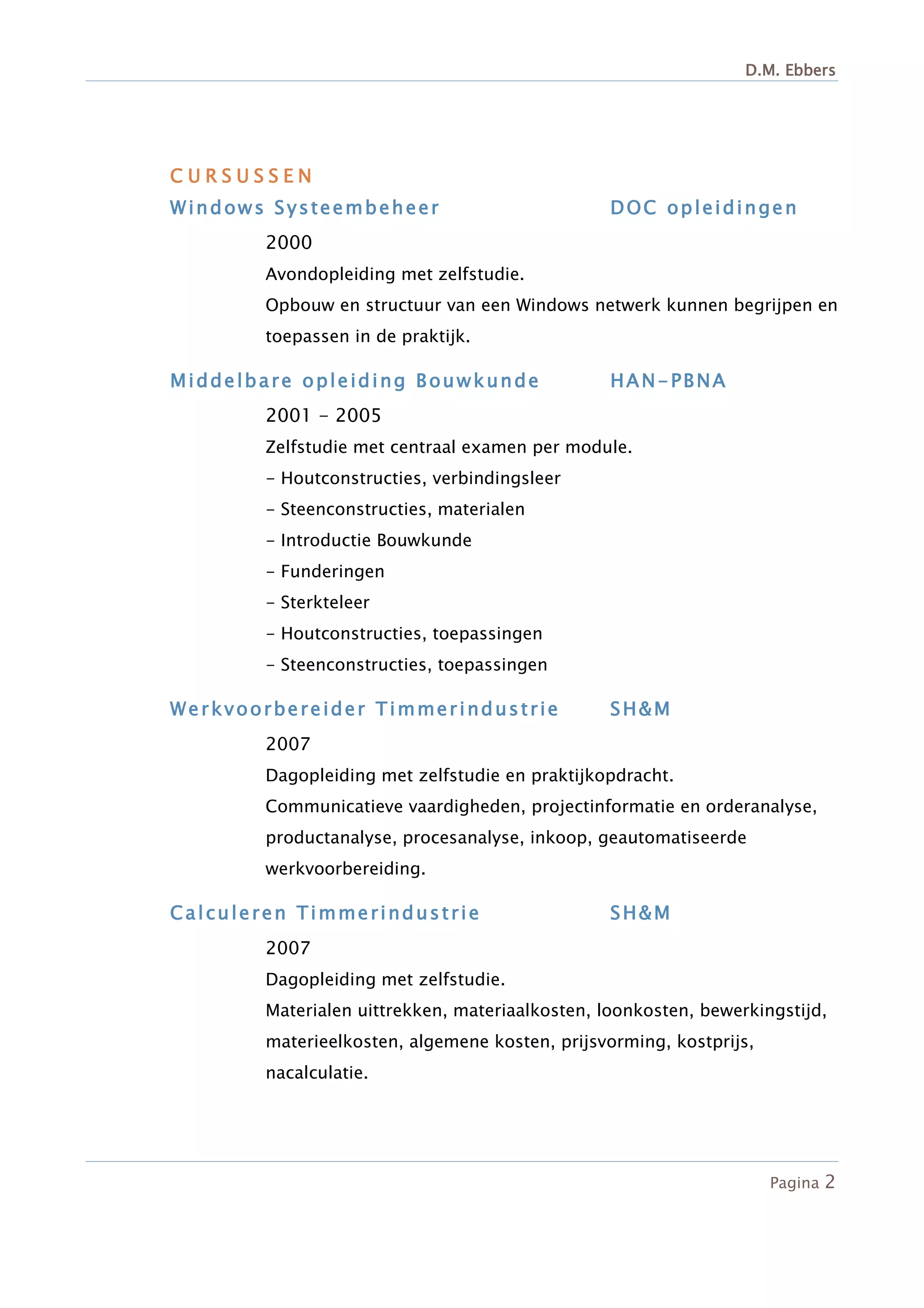 Curriculum Vitae D.M..Ebbers 2013M12 | PDF