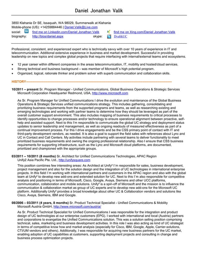 Curriculum Vitae Daniel Jonathan Valik US Version | PDF