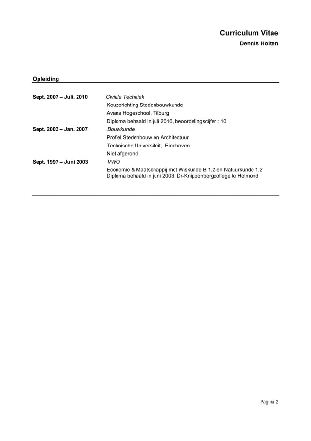 CV Dennis Holten | PDF