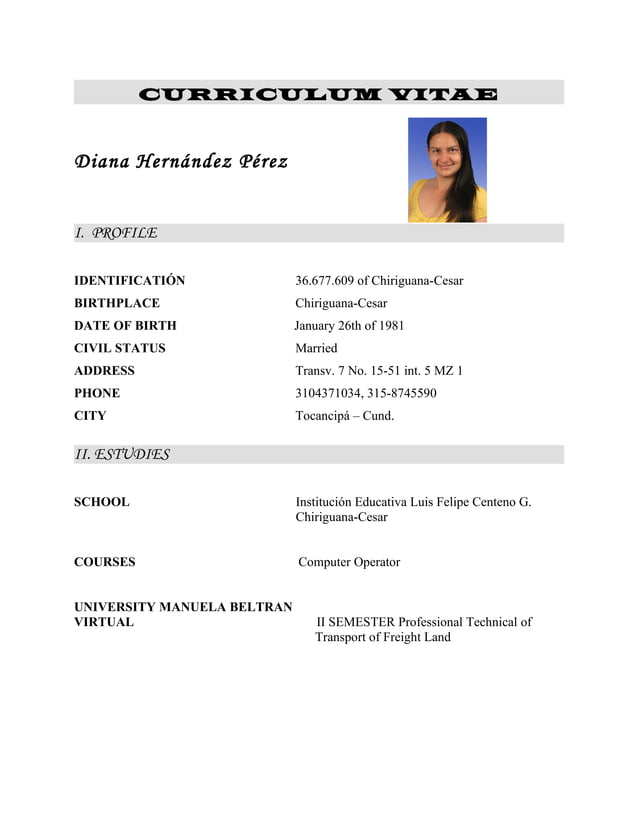 Curriculum vitae diana hernandez | DOC