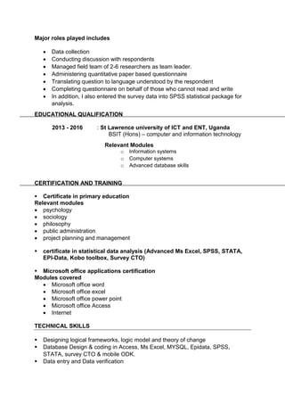 CURRICULUM VITAE, monitoring and evaluation | PDF