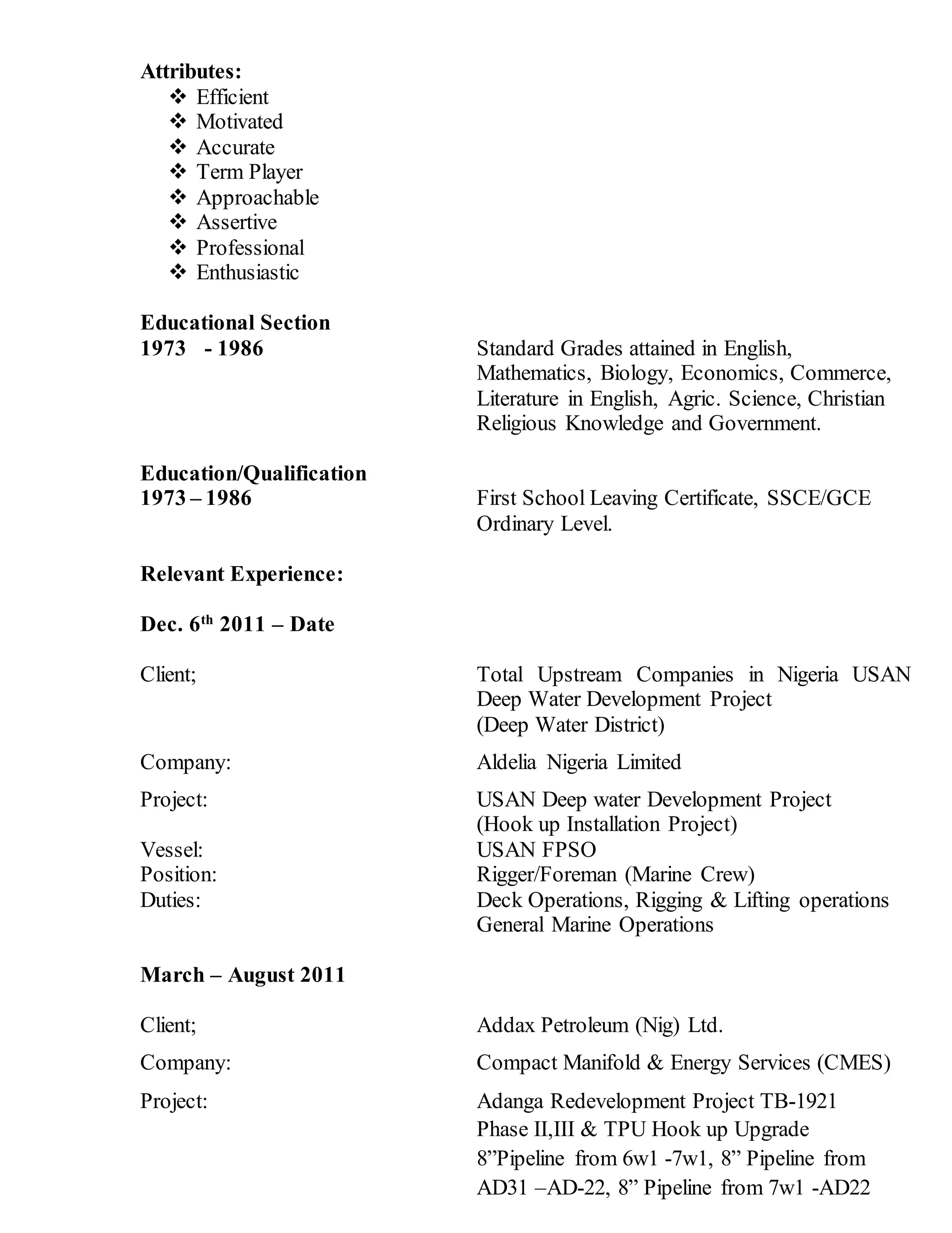 Emmanuel Uchenna Isiwu - Acergy Polaris | DOCX | Fishing Sports | Sports