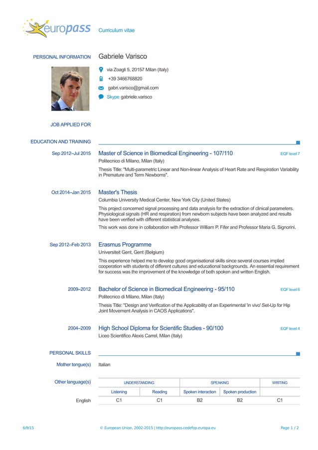 Curriculum Vitae English | PDF