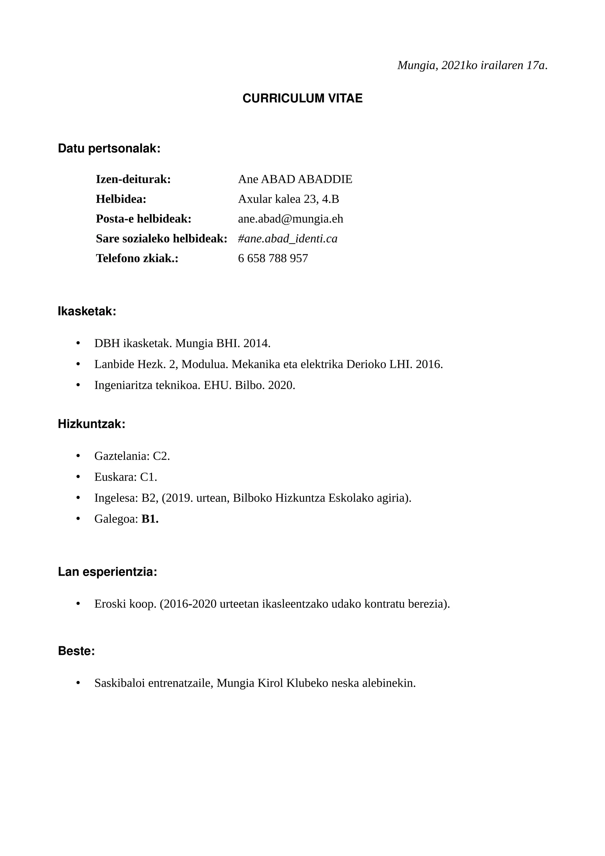 Curriculum vitae eredu_bat | PDF