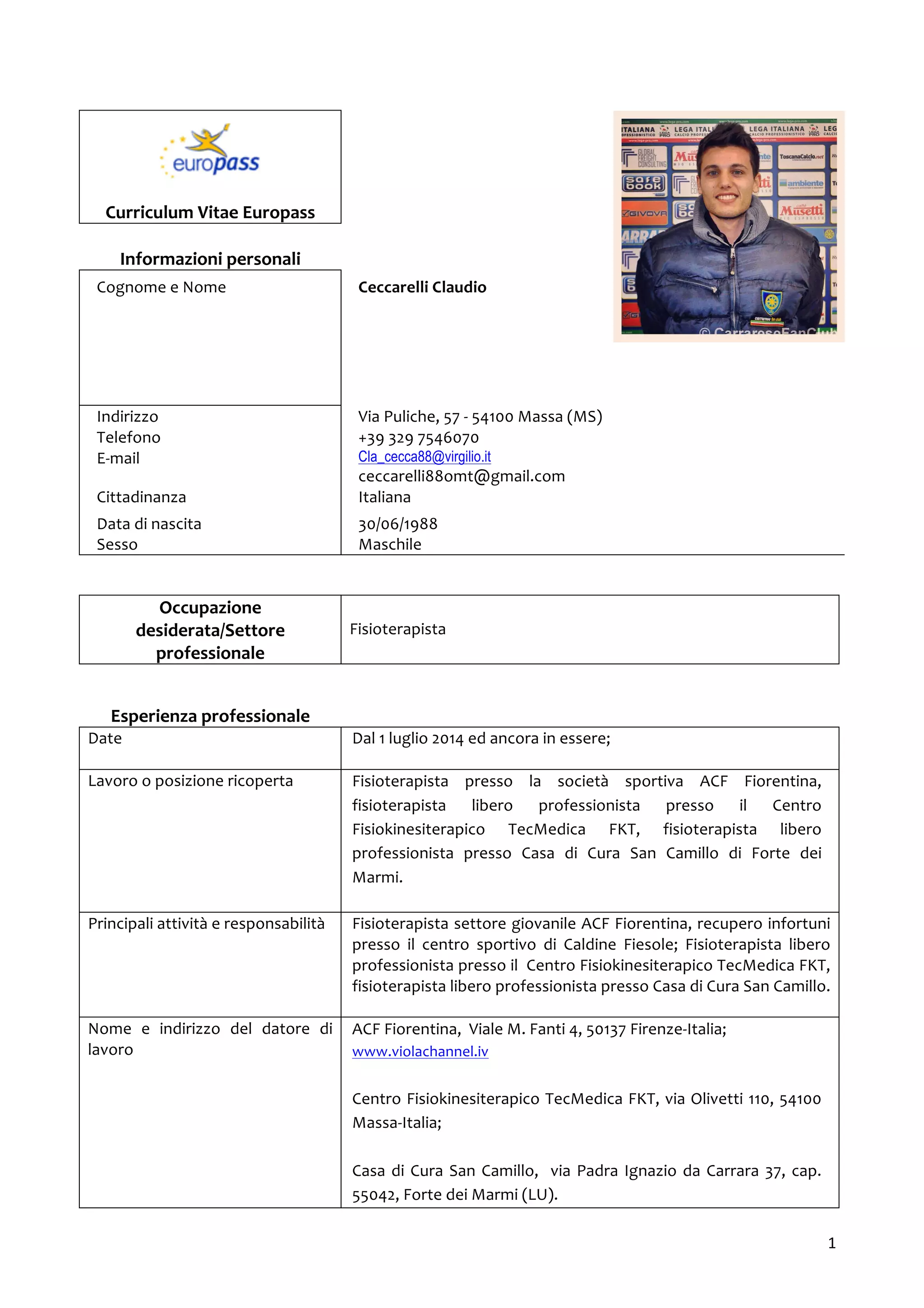 Curriculum vitae europass | PDF