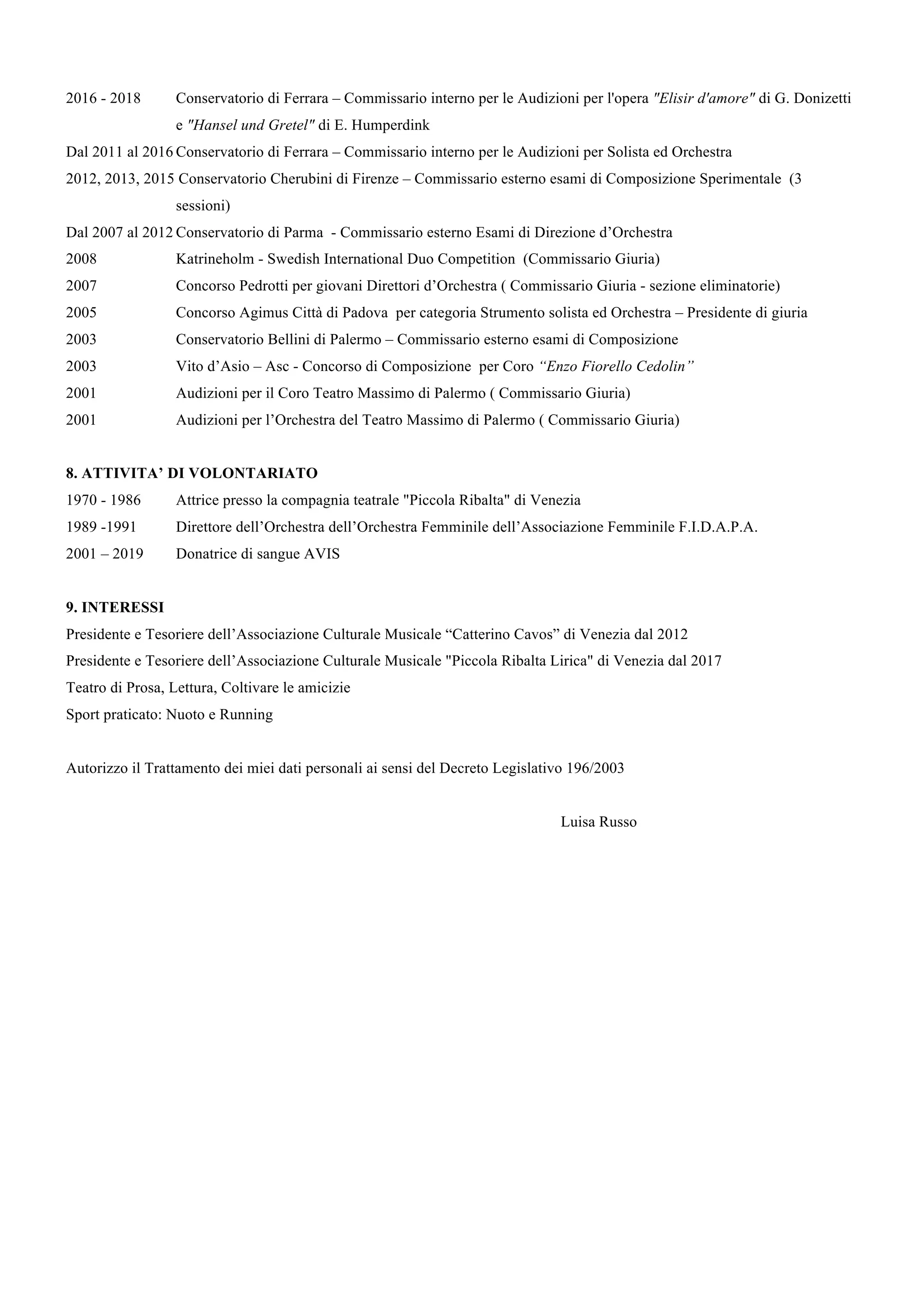 Curriculum Vitae europeo di Luisa Russo 2019 | PDF