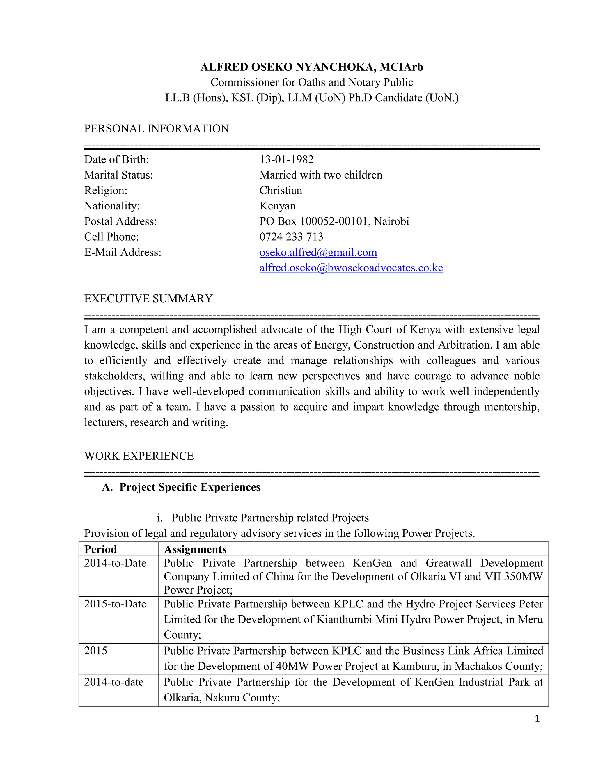 Curriculum vitae for alfred oseko 5-4-2017 | PDF