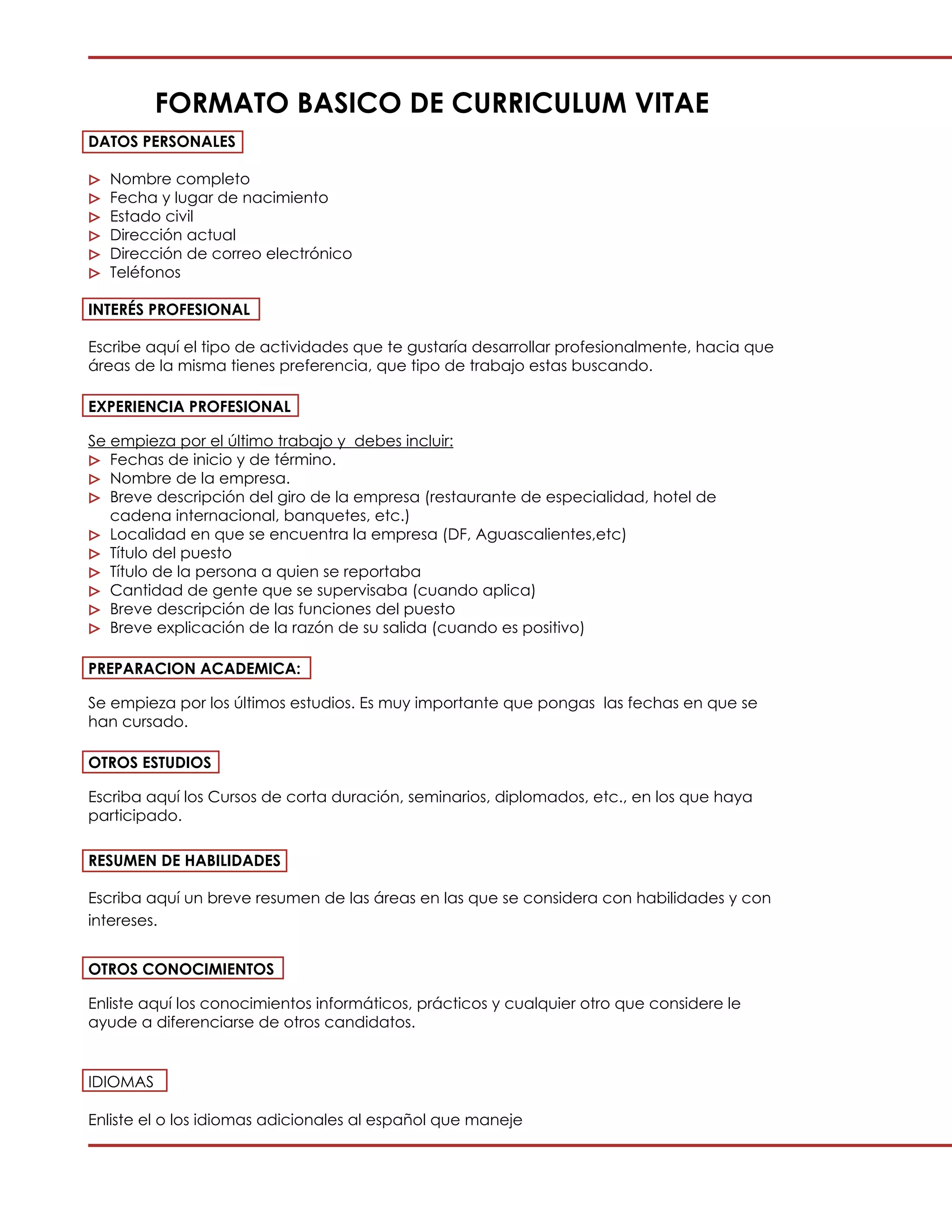 Curriculum vitae formato | PDF