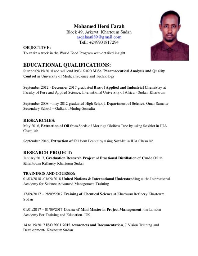 Curriculum vitae for mohammed hersi farah