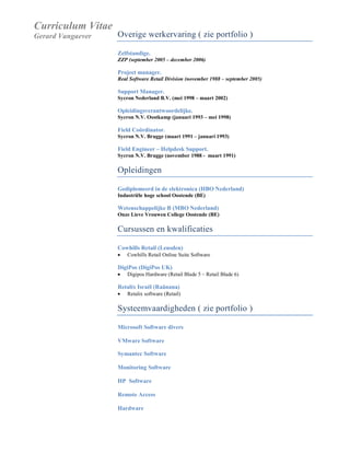 Curriculum vitae gerard vangaever | PDF