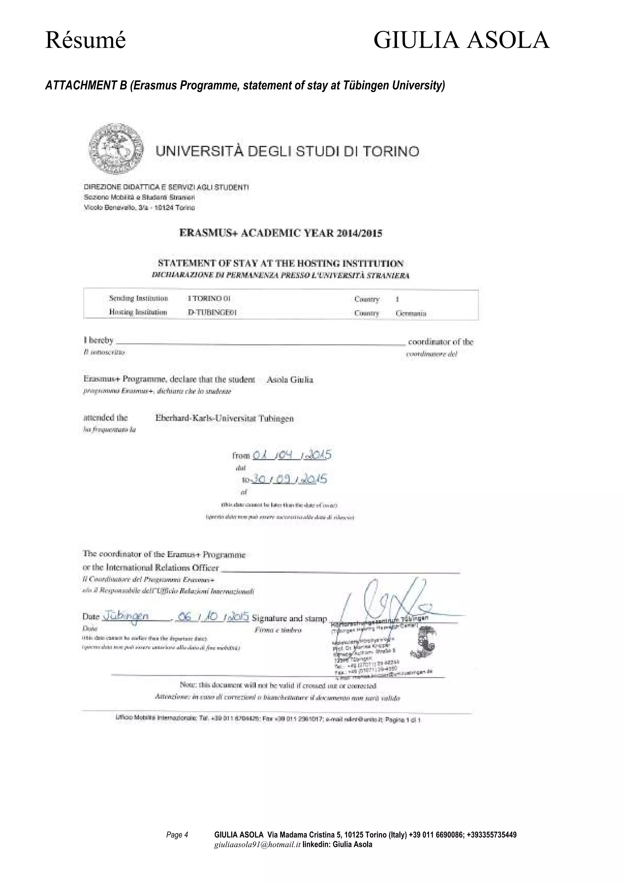 GIULIA ASOLA Curriculum vitae | PDF