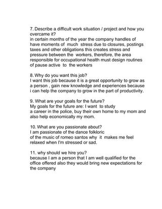 Curriculum vitae & interview questions | DOC