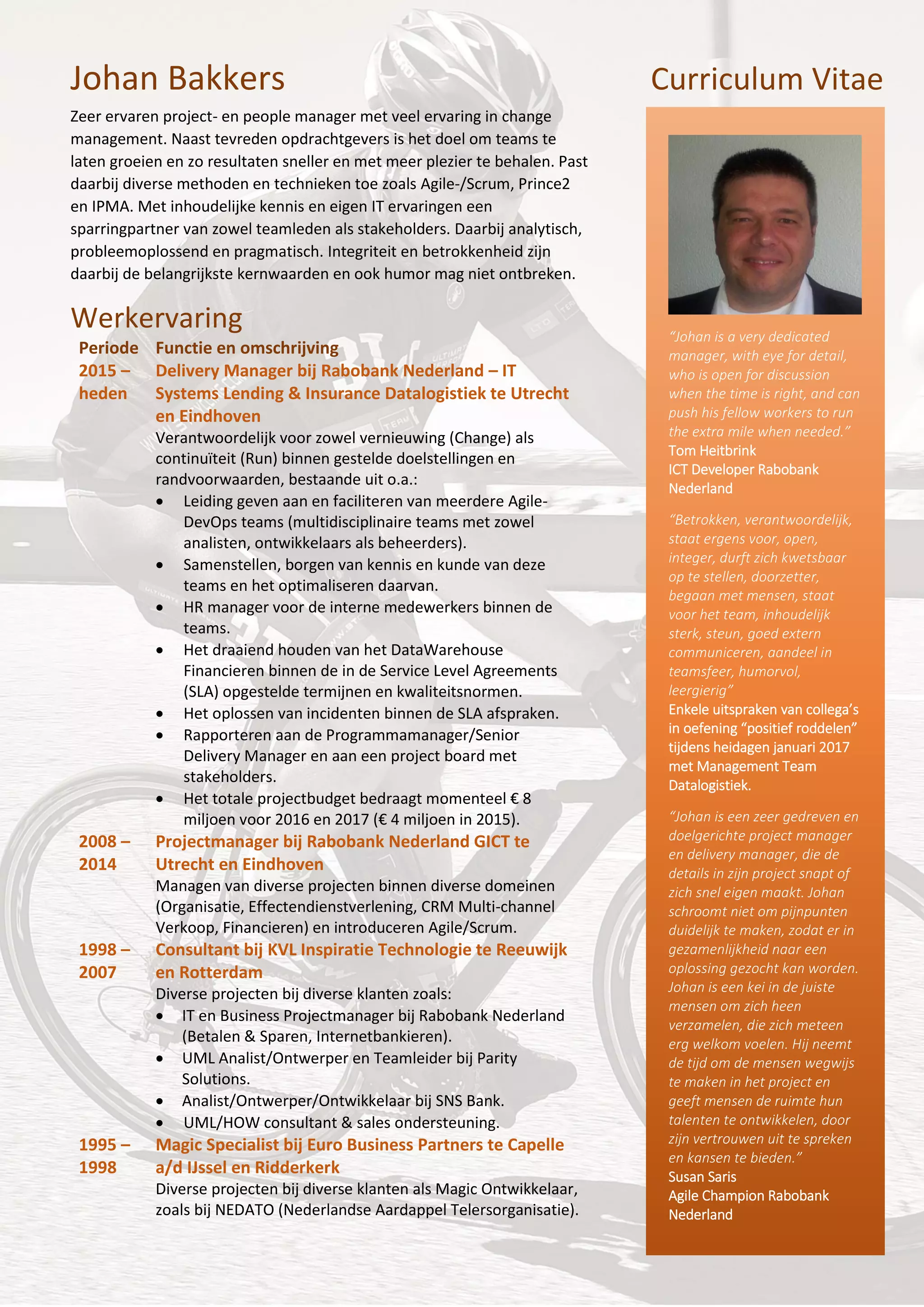Curriculum vitae johan bakkers 2017 | PDF