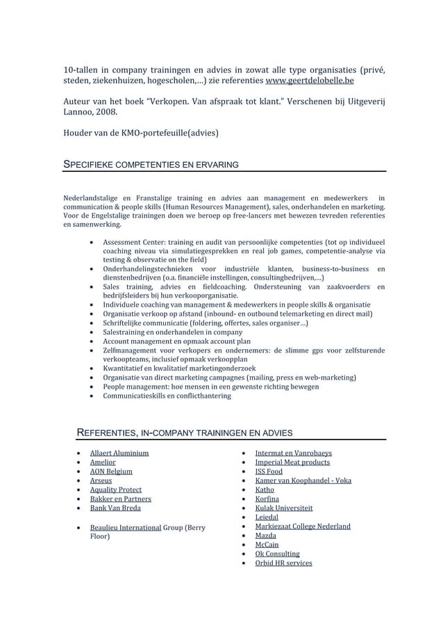 Curriculum Vitae Geert Delobelle | DOCX | Business | Business and Finance
